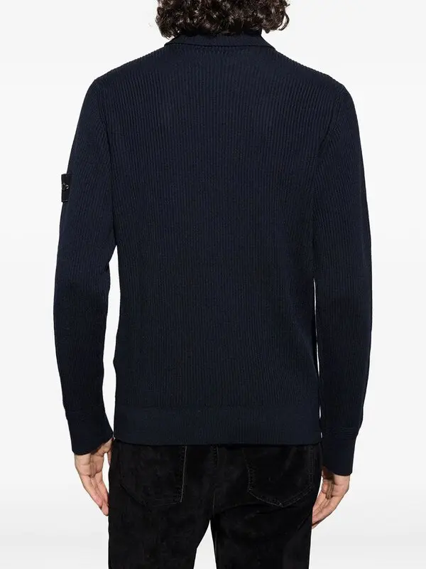 Stone Island Wool Ribbed Turtleneck Sweater - Blue