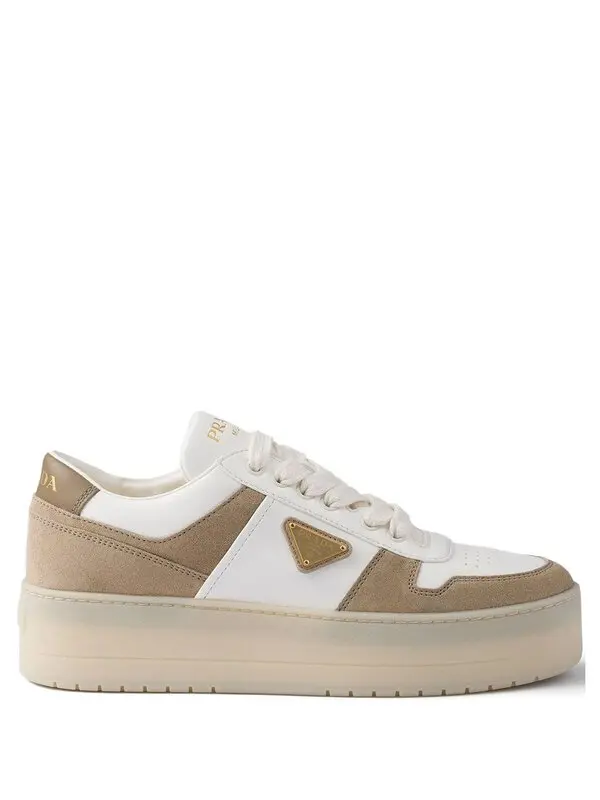 Prada Downtown Nappa Leather And Suede Sneakers - Multicolor