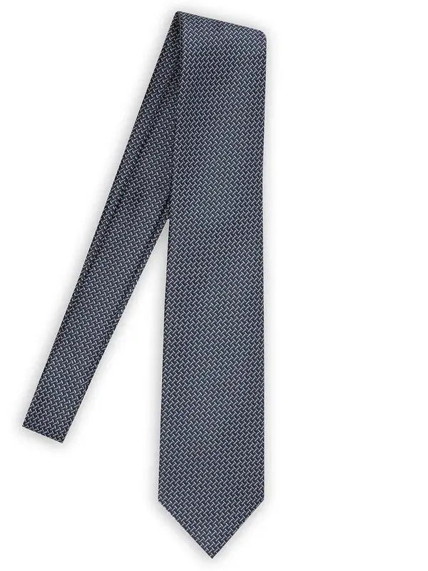 TOM FORD Geometric Pattern Silk Neck Tie - Blue