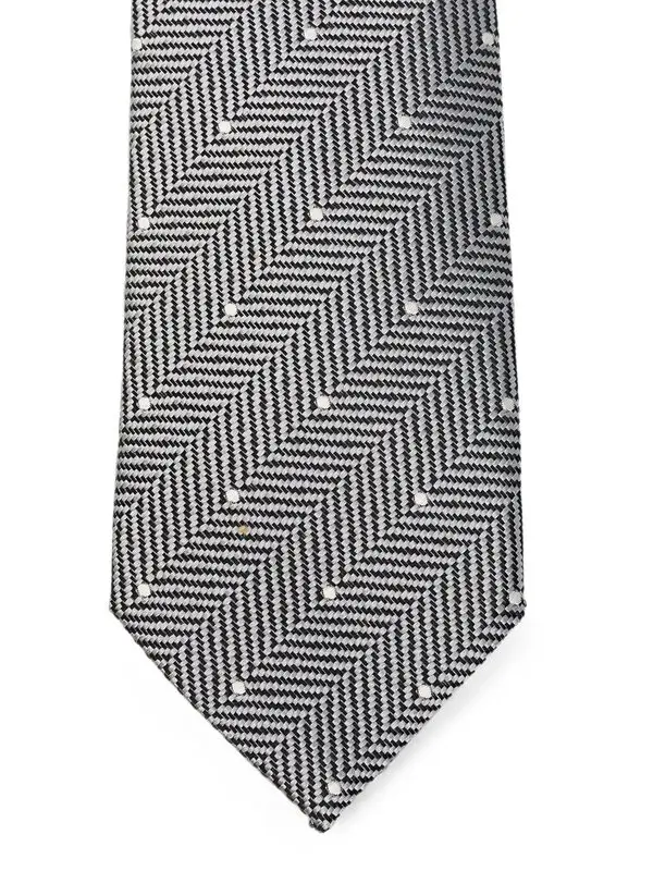 TOM FORD Polka-dot And Herringbone Pattern Silk Tie - Gray