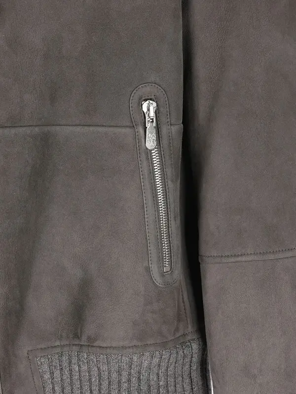 Brunello Cucinelli Leather Bomber Jacket With Sheep Lining