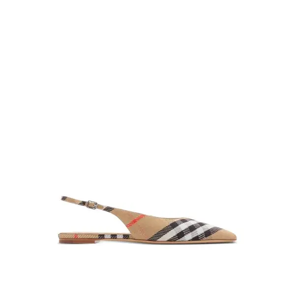 Burberry Check Birdie Slingback Ballerina Flats - Brown
