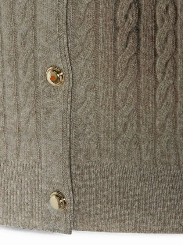 Miu Miu Denim-collar Cable-knit Cashmere Cardigan