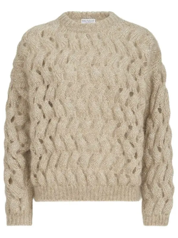 Brunello Cucinelli Maglia Dazzling Zigzag Cables In Mohair E Lana - Multicolor