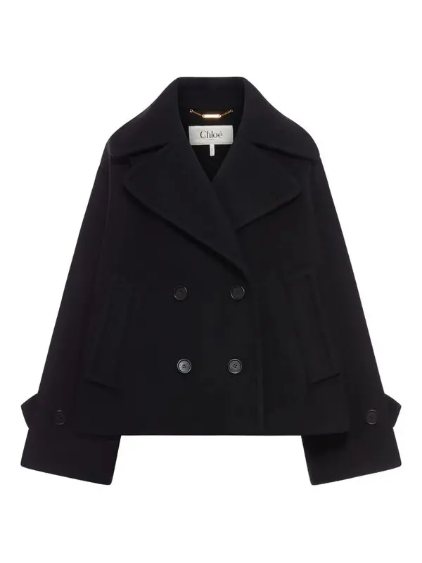 Chloé Oversized Wool Short Coat - Black