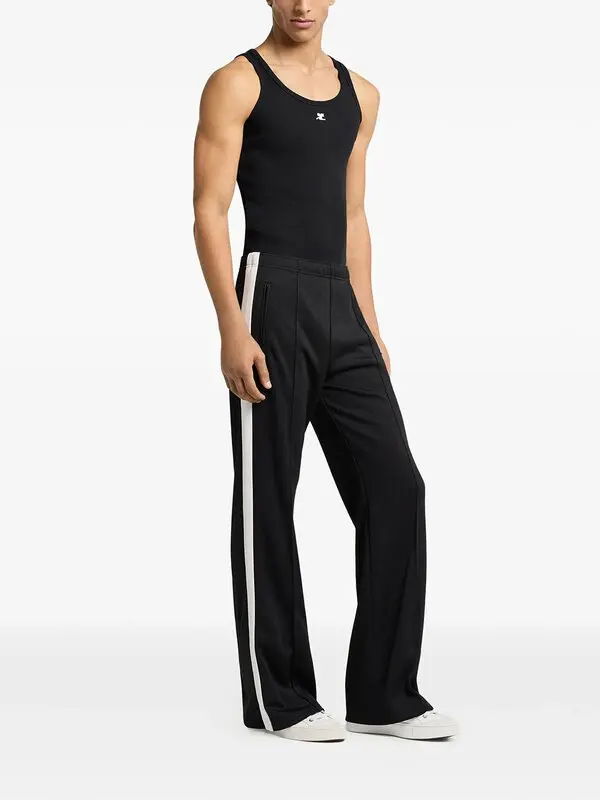 COURREGES 90's Ribbed Tank Top With Embroidered Logo - Black