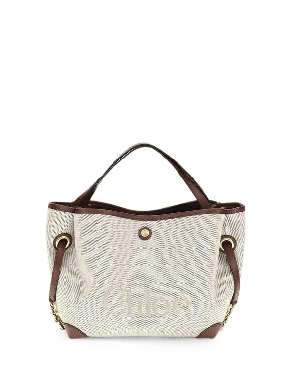 Chloé Small Clover Double Carry Bag In Canvas - Multicolor