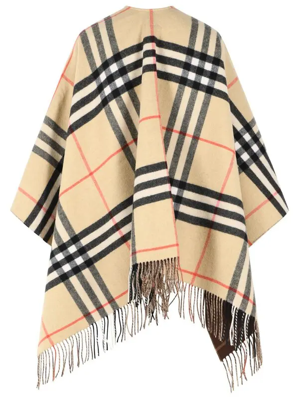 Burberry Check' Beige Cashmere Cape - Cream