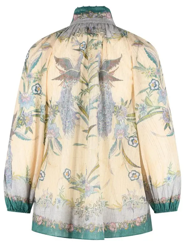 Zimmermann Indra Billow Cotton Blend Blouse - Cream