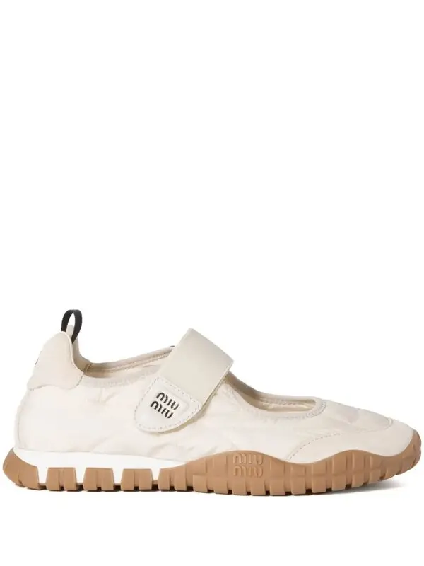Miu Miu Tyre Technical Fabric And Suede Ballerinas