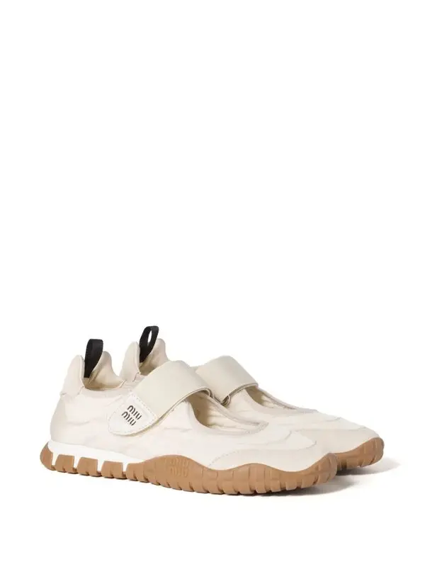 Miu Miu Tyre Technical Fabric And Suede Ballerinas