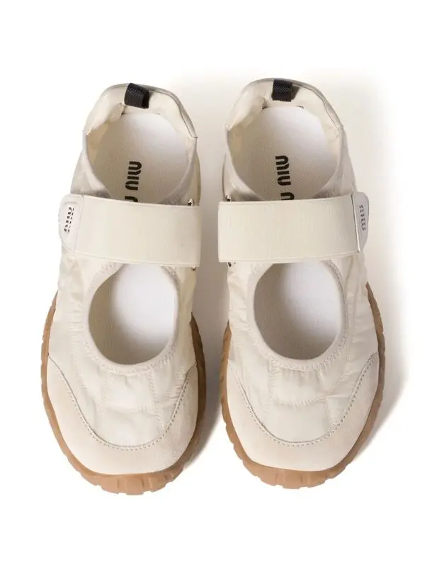 Miu Miu Tyre Technical Fabric And Suede Ballerinas
