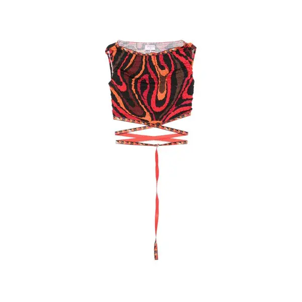 Emilio Pucci Marmo Print Seersucker Sleeveless Top - Red