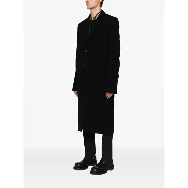 Rick Owens Single Breasted Coat With Notched Lapels And Vented Back
