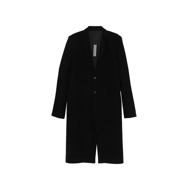Rick Owens Single Breasted Coat With Notched Lapels And Vented Back - Black