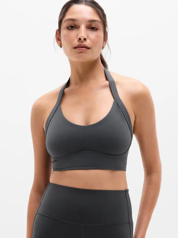 Athleta Revitalize Halter Sports Bra A-c - Ash