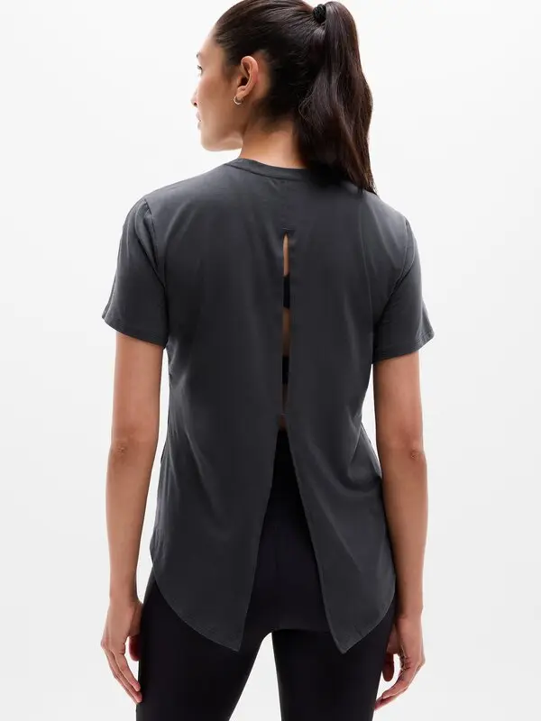 Athleta Trainknit Tee With Adjustable Tie-back Detail - Ash