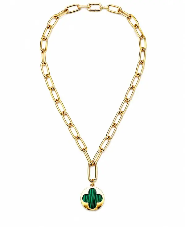 Persia Donà Jewelry Clover Circle Necklace - Green