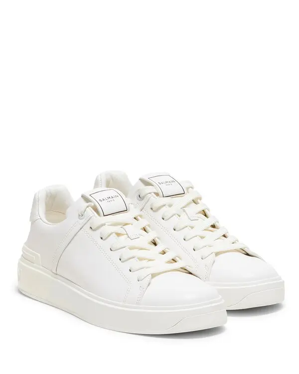 Balmain B-court Leather Lace-up Sneakers - White