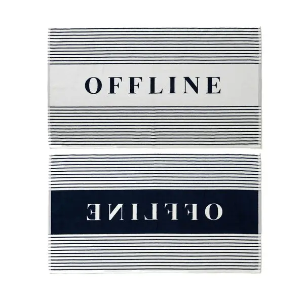 ITALIC Offline Australian Cotton Beach Towels White Set Of Two - Blue