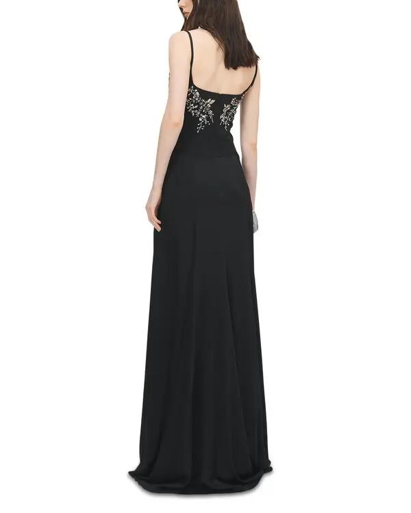 Alexander McQueen Bead & Crystal Floral Embroidery Draped Gown