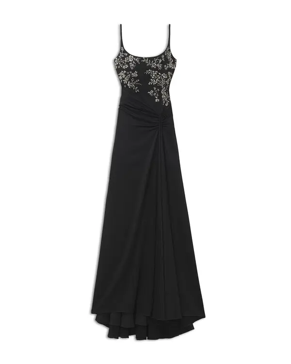 Alexander McQueen Bead & Crystal Floral Embroidery Draped Gown