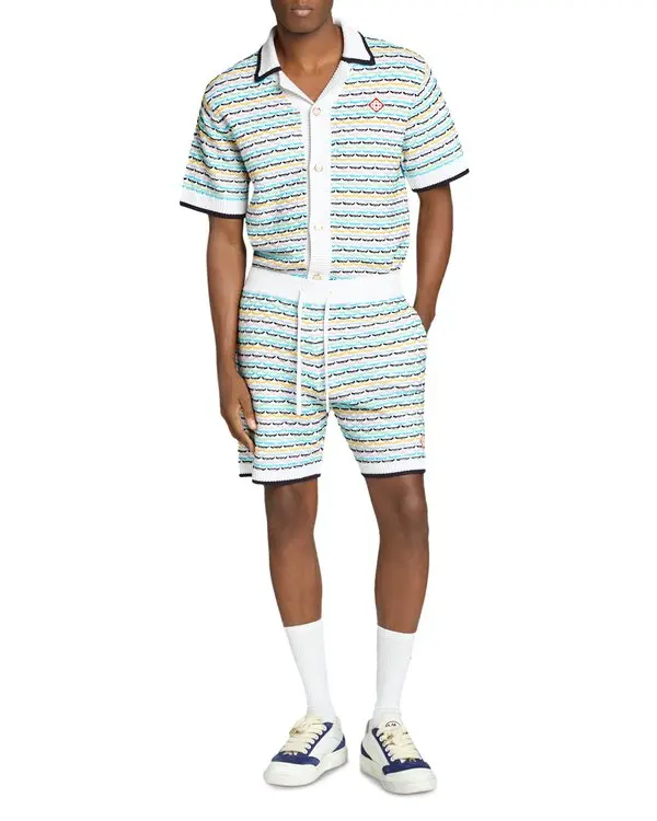 Casablanca Crochet Tuck Stitch Stripe Shorts