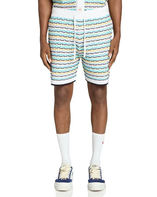 Casablanca Crochet Tuck Stitch Stripe Shorts