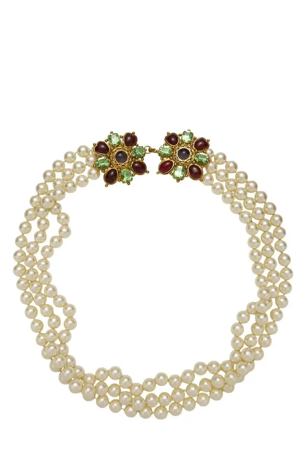 Chanel Multicolor Gripoix Faux Pearl Belt