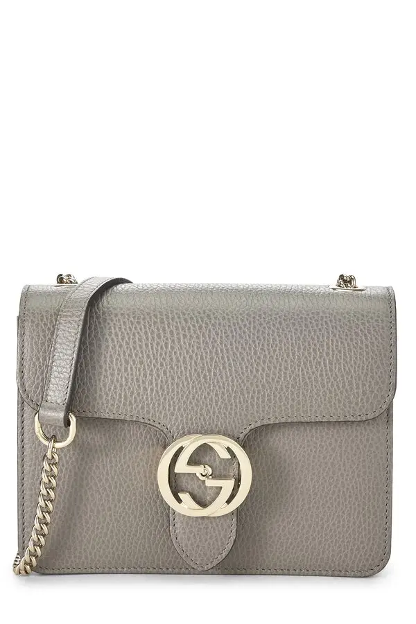 Gucci Leather Interlocking Crossbody - Grey