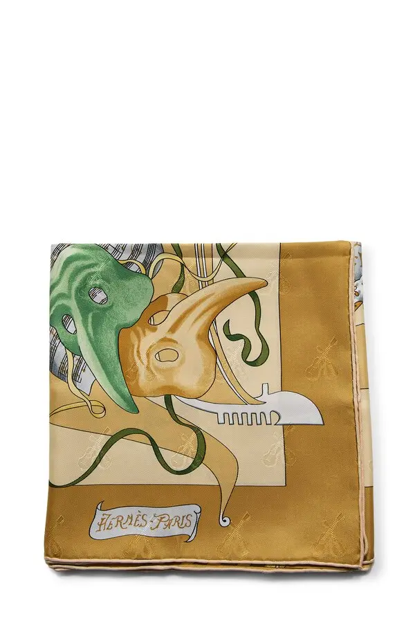 Hermès Multicolor 'le Carnaval De Venise' Silk Scarf 90