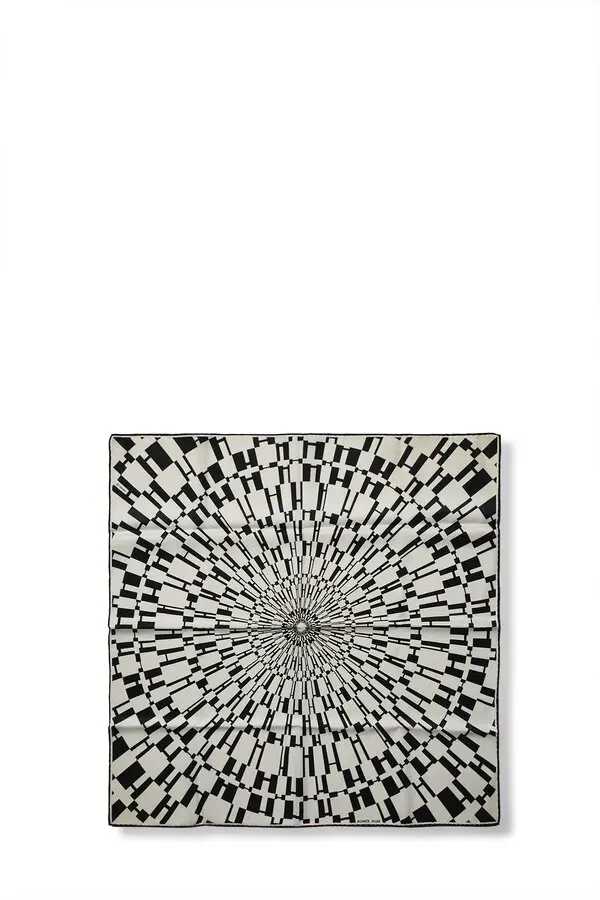 Hermès White & Op'h Silk Scarf 70 - Black