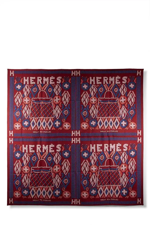Hermès Multicolor 'kelly En Perles' Silk Scarf - Red