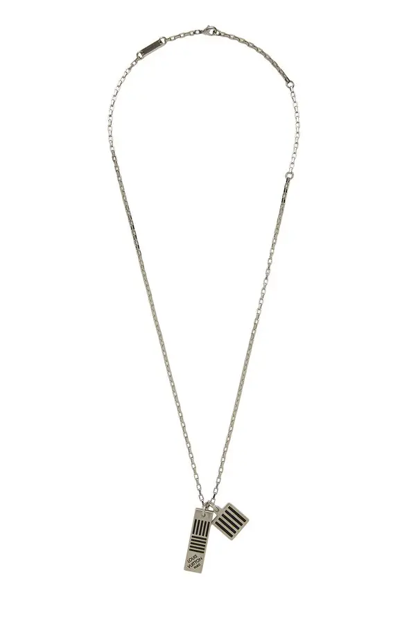 LOUIS VUITTON Silver Damier Necklace