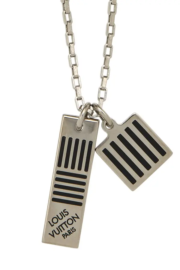 LOUIS VUITTON Silver Damier Necklace