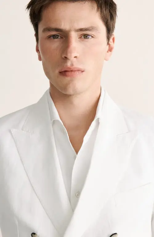 Mango Slim Fit Linen Blend Suit Jacket