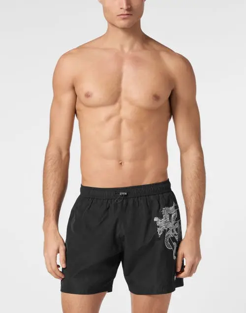 Philipp Plein Beachwear Dragon Swim Shorts - Black
