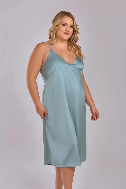 ICOLLECTION Satin Nightgown With Adjustable Straps