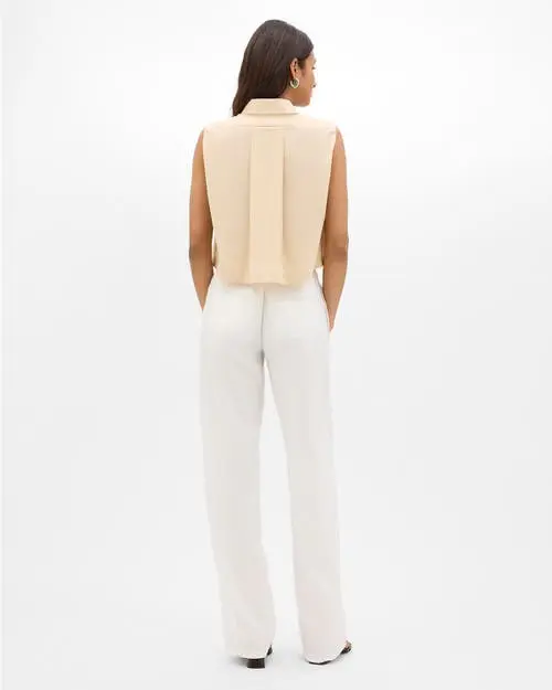 Another Tomorrow Cropped Sleeveless Shirt