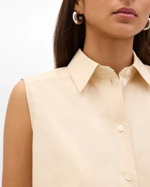 Another Tomorrow Cropped Sleeveless Shirt