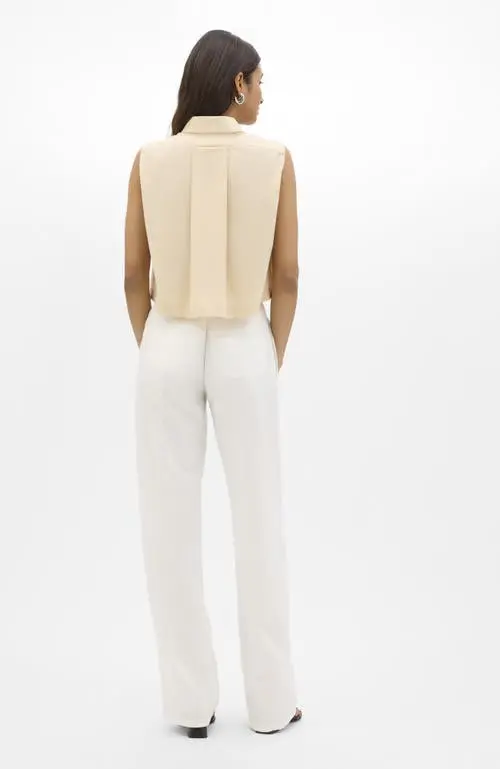 Another Tomorrow Sleeveless Cropped Shirt - Sand