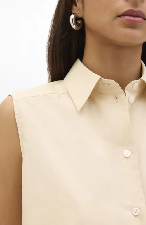 Another Tomorrow Sleeveless Cropped Shirt - Sand