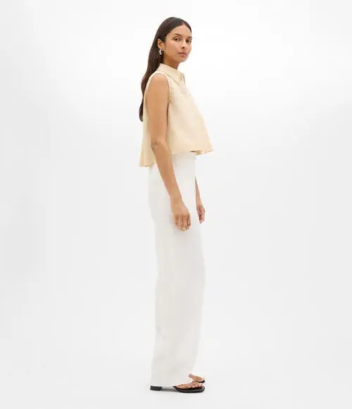 Another Tomorrow Sleeveless Cropped Shirt - Sand