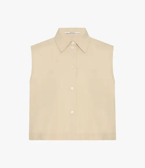 Another Tomorrow Sleeveless Cropped Shirt - Sand