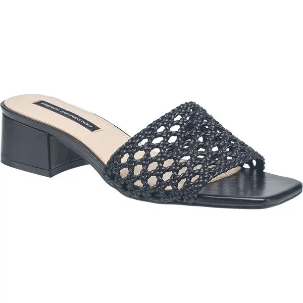 French Connection Waves Woven Mule With Block Heel