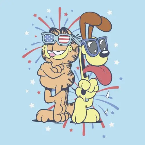 GARFIELD Patriotic Cat And Dog Celebration Short Sleeve Graphic T-shirt
