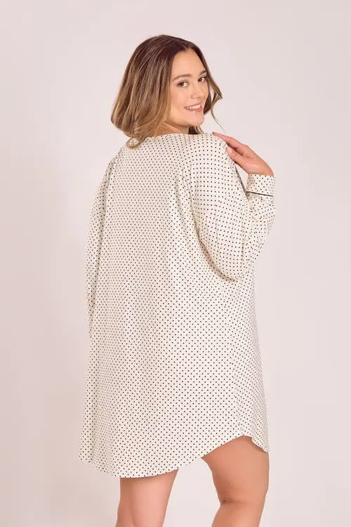 ICOLLECTION Microfiber Knit Sleep Shirt With Functional Buttons