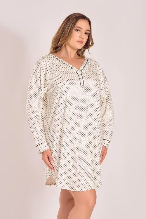 ICOLLECTION Microfiber Knit Sleep Shirt With Functional Buttons