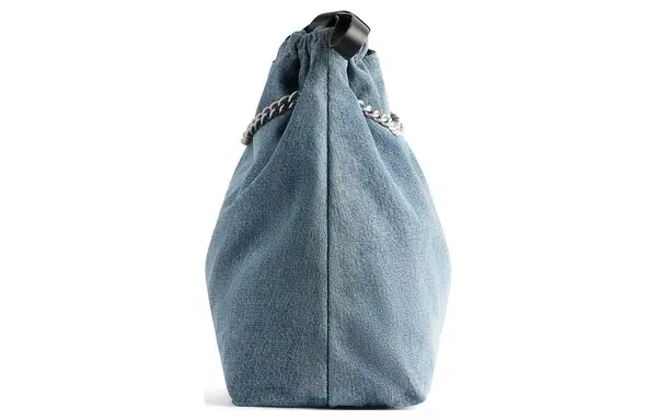 Balenciaga Denim Tote Bag With Chain Detail - Blue