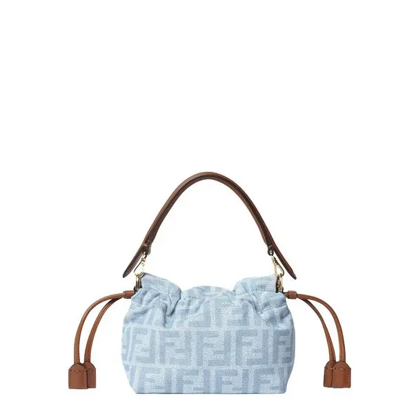 Fendi Mamma Baguette Small Denim Bag - Light Blue